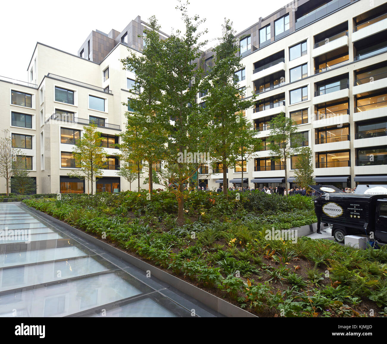 View of central courtyard. Rathbone Square, London, United Kingdom ...