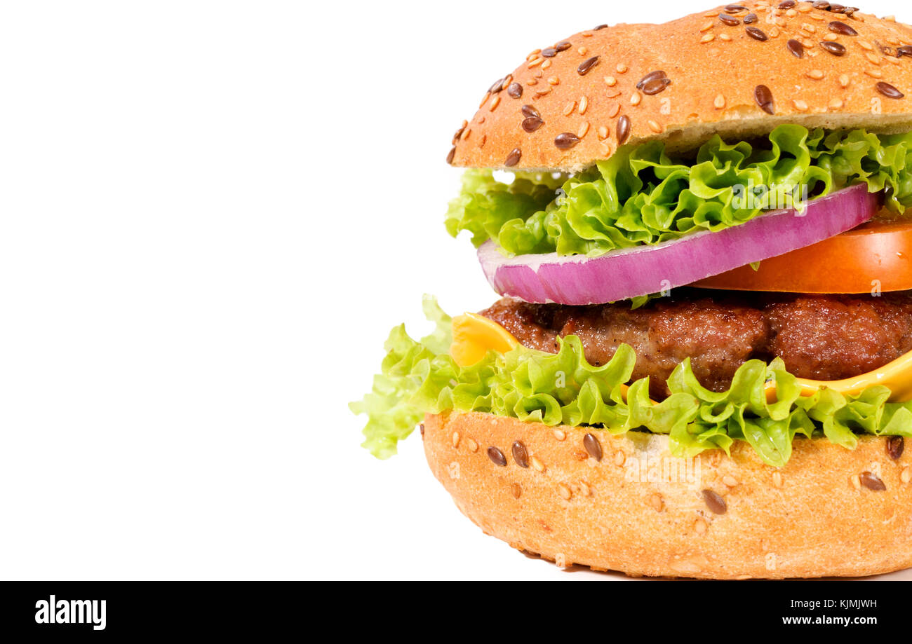 Hamburger half isolated on white Stock Photo - Alamy