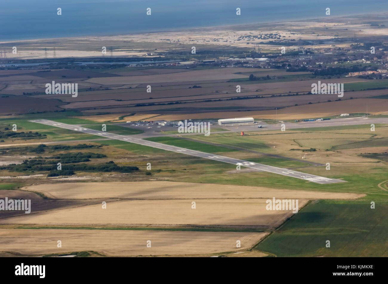 aerial view of Lydd Airport runway 21 from the north-west, left-hand ...