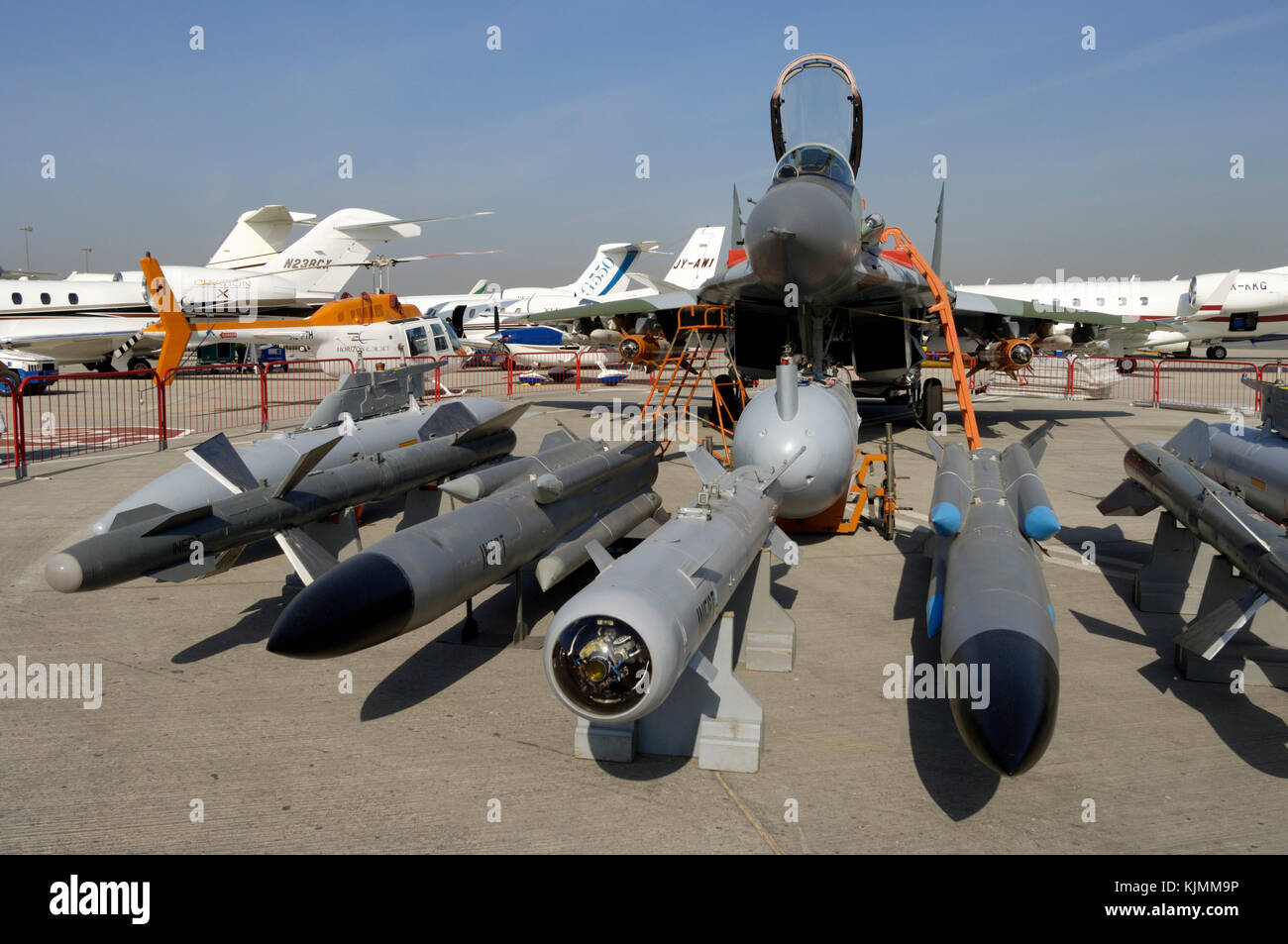missiles in front of the MiG-29 parked in the static-display Stock ...