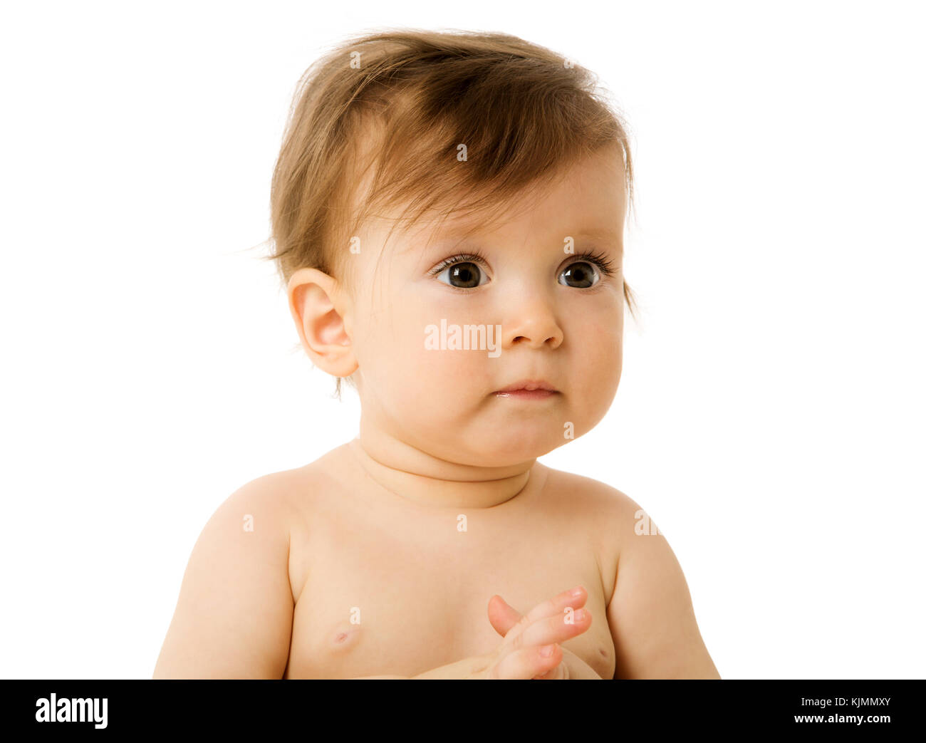 Portrait of One year baby girl isolated on white Stock Photo - Alamy