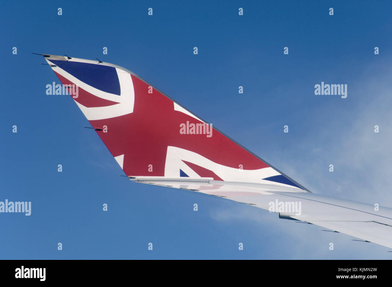 Wingtip of a Virgin Atlantic Airways Boeing 747-400 flying enroute LHR ...