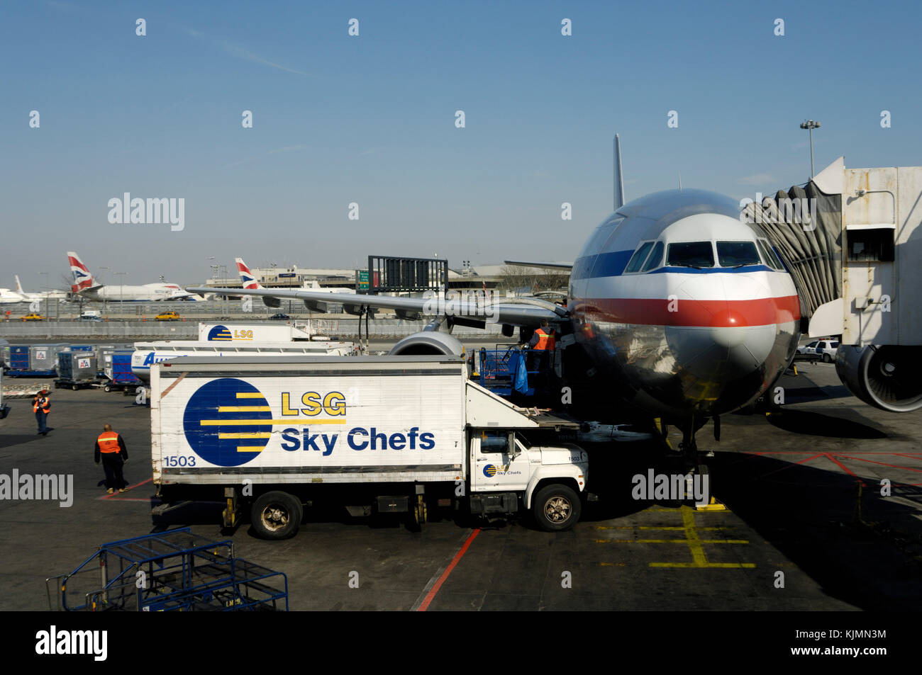 an American Airlines Airbus A300-600R parked at the terminal with LSG ...