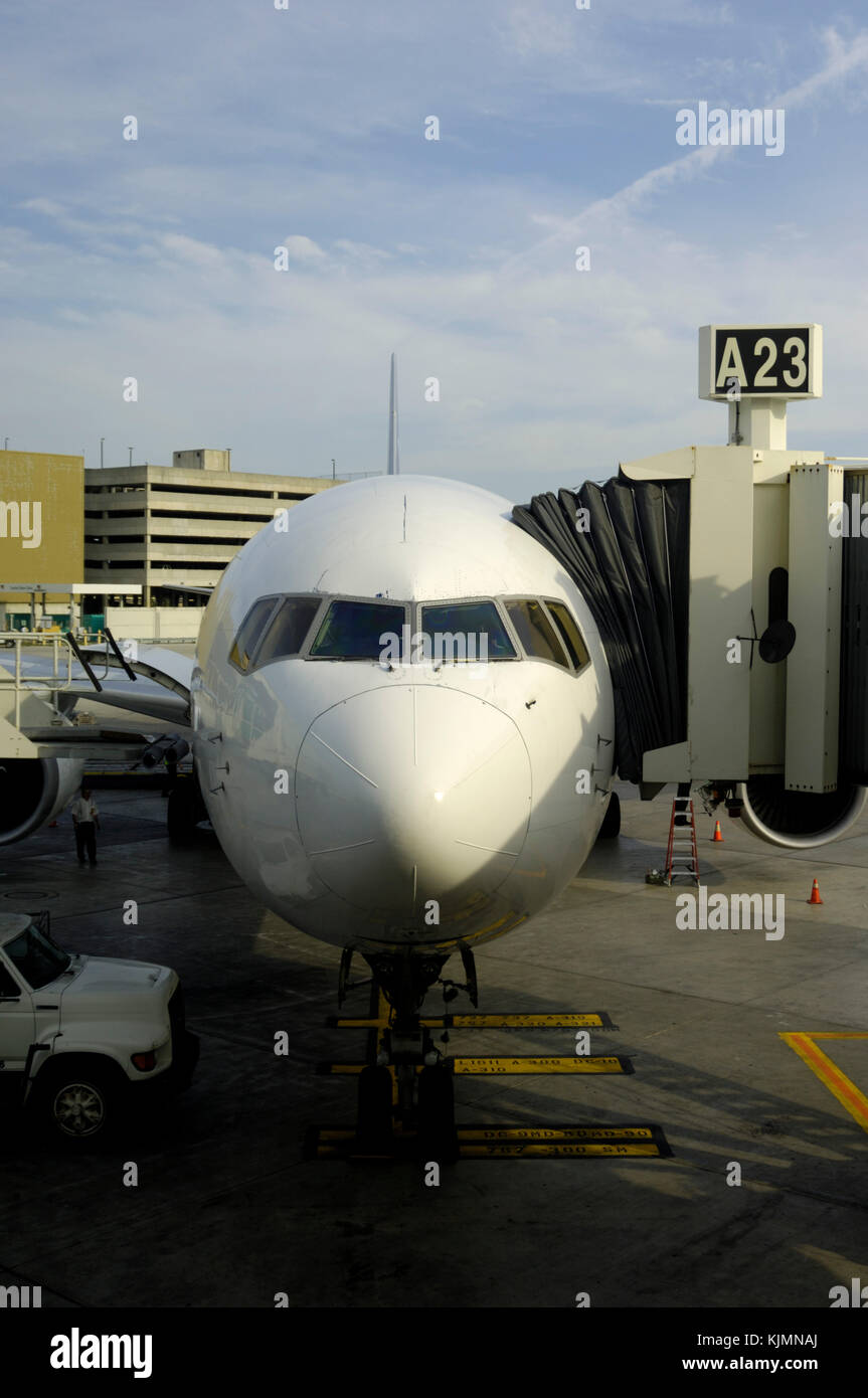a Boeing 767-200 parked at Gate A23 with jetway attached Stock Photo ...