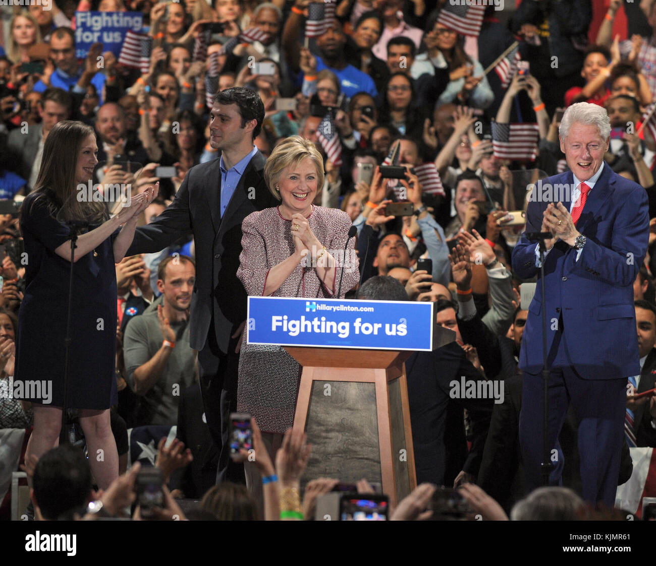 NEW YORK, NY - APRIL 19: Hillary Clinton at the NY State Democratic primary victory celebration ...