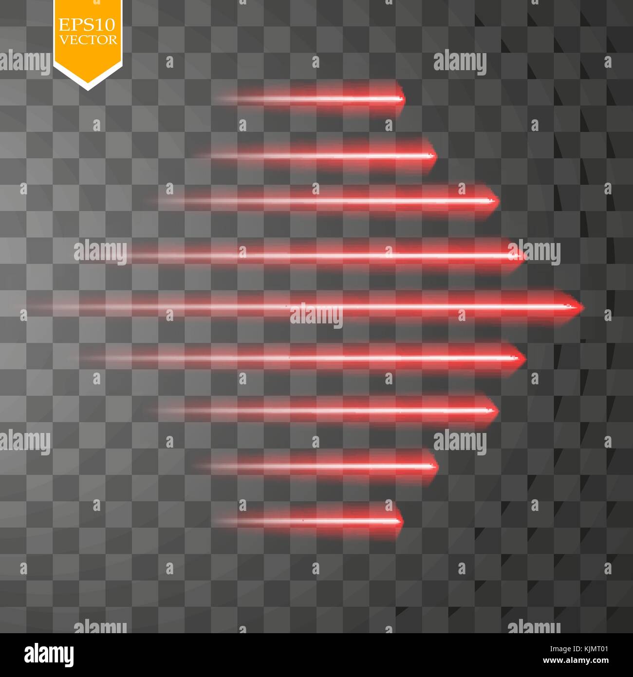 Speed glow red neon lines isolated. Set of motion signs. Vector ...