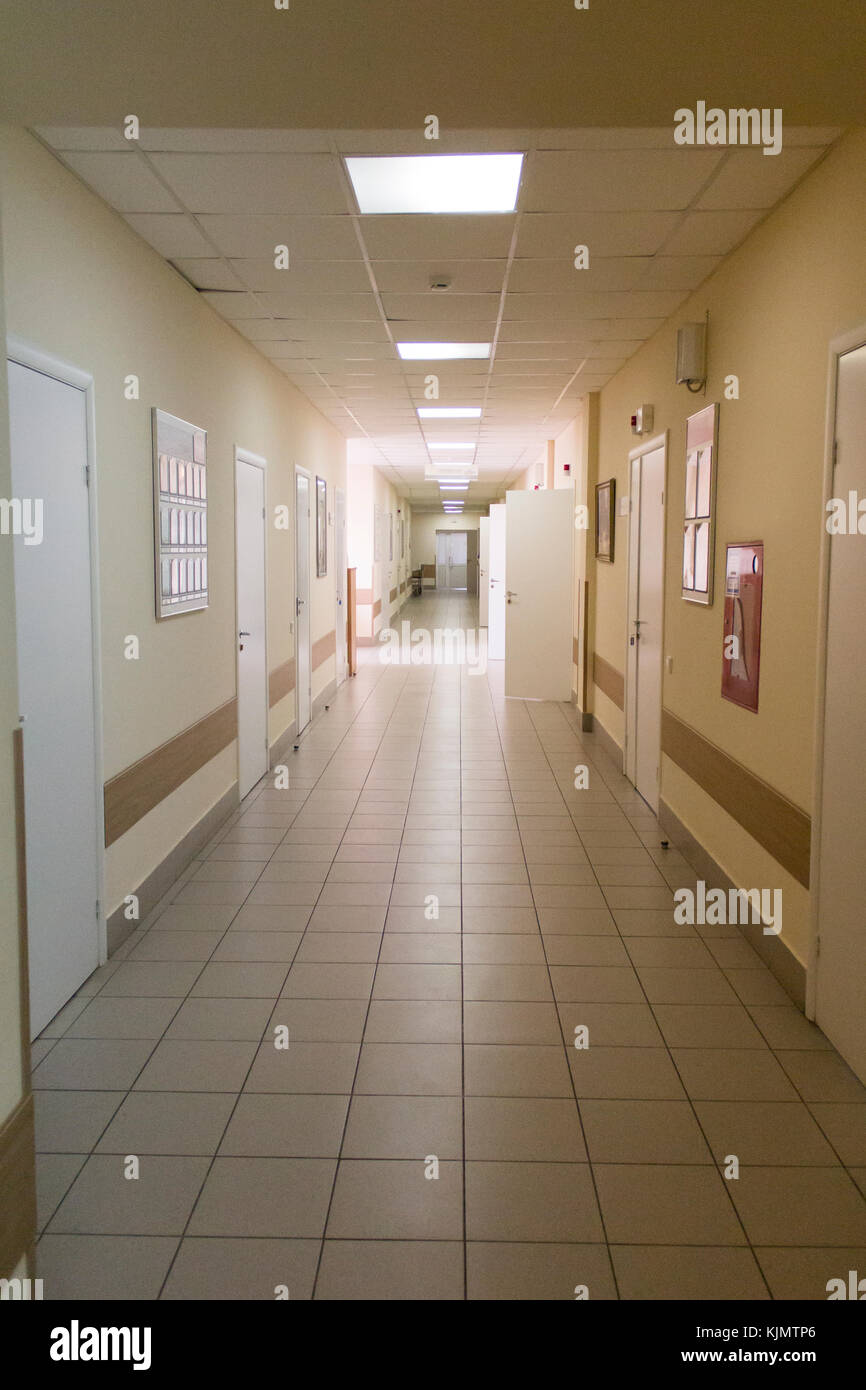 Photo of hospital corridor interior without sicks Stock Photo - Alamy