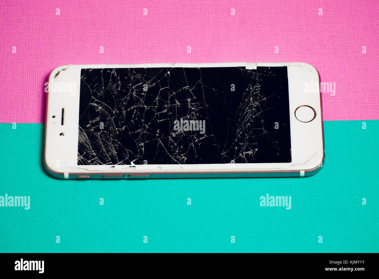 Modern mobile smartphone with broken screen color Stock Photo - Alamy