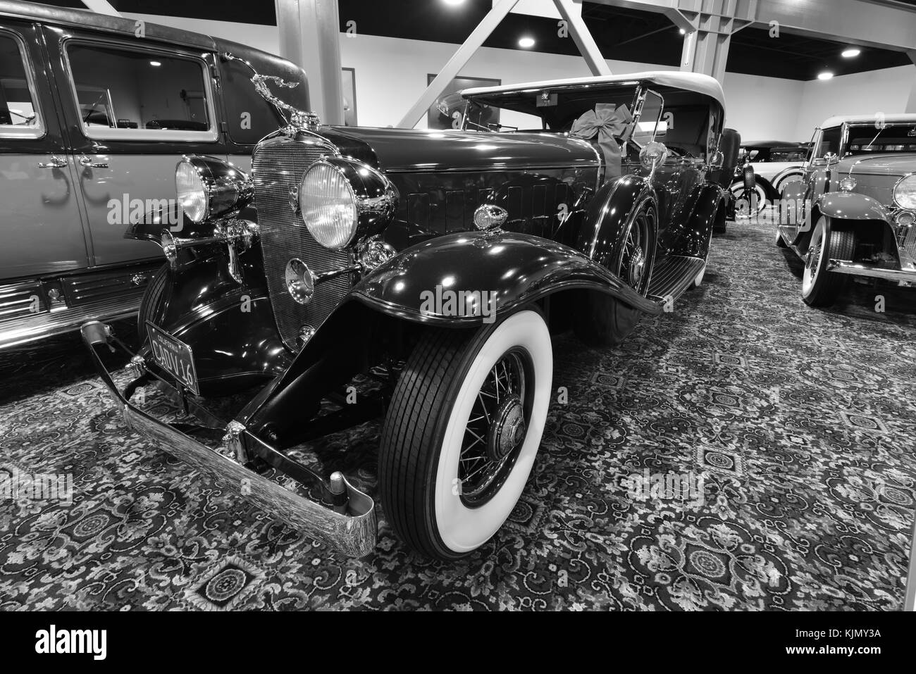 Vintage blue saloon car Black and White Stock Photos & Images - Alamy