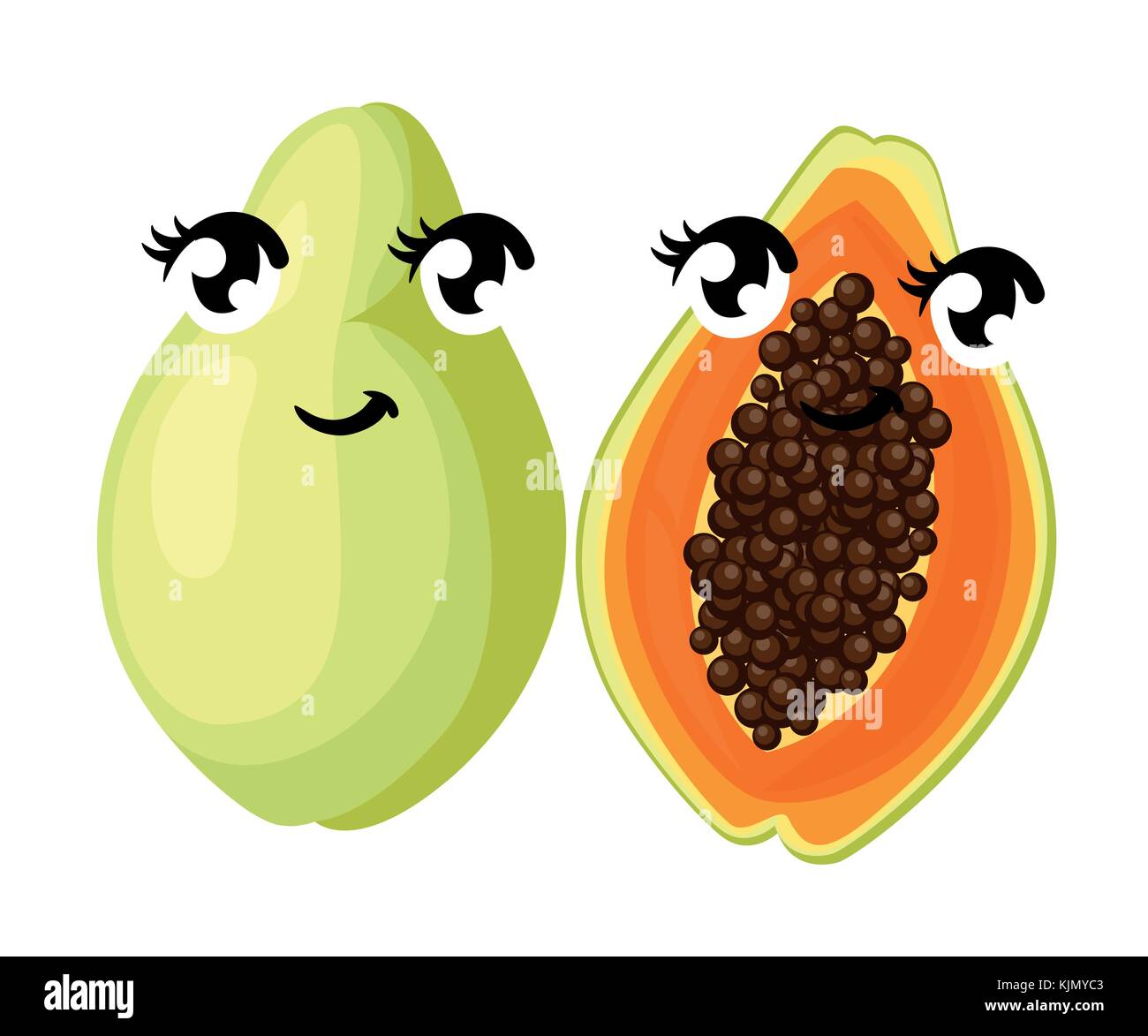 Green papaya on tree tree Stock Vector Images - Alamy
