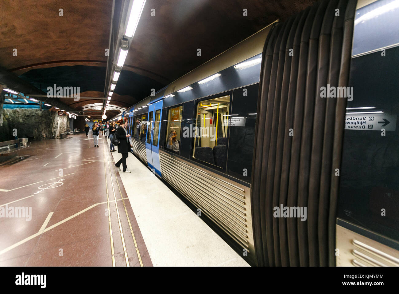 STOCKHOLM, SWEDEN - 22nd of May, 2014.Subway train passengers crowding ...