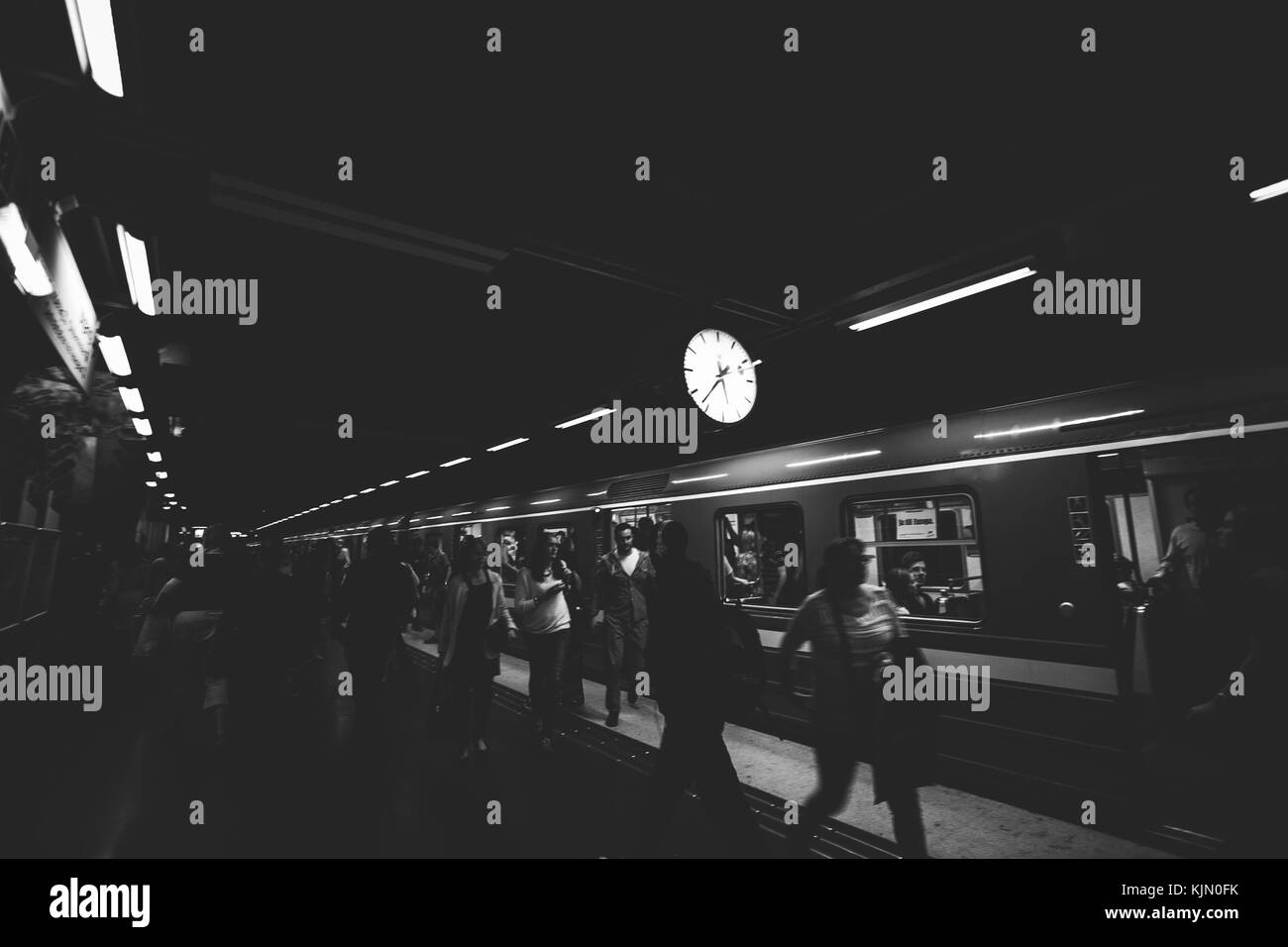 STOCKHOLM, SWEDEN - 22nd of May, 2014.Subway train passengers crowding ...