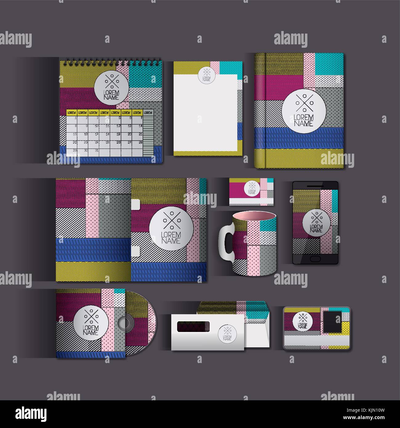 stationary templates with texture colours business stationery on gray ...