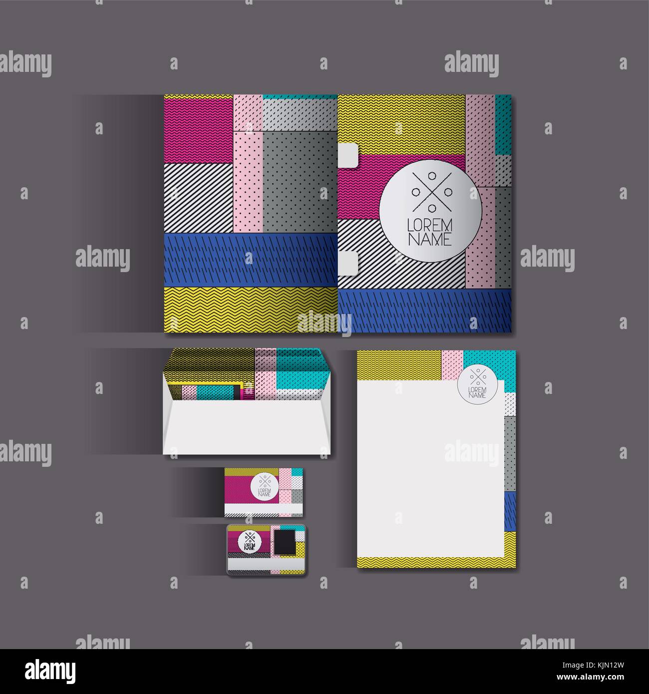 stationary templates with texture colours business stationery on gray ...