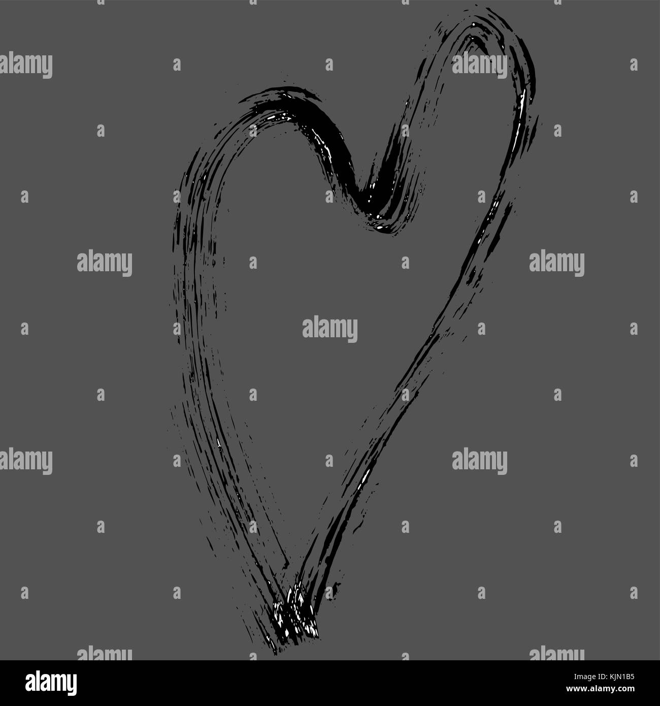 Heart shape design for love symbols. Hand drawn, grunge texture. Brush ...