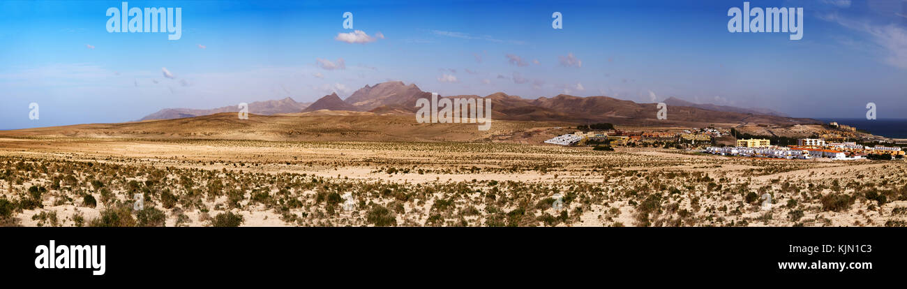 Panorama of the island of Fuerteventura in the area of the Costa Calma ...