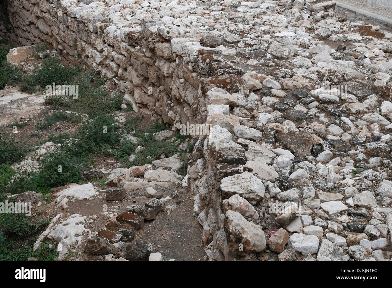 Ruins of the Broad Wall an ancient defensive wall dated to the reign of ...
