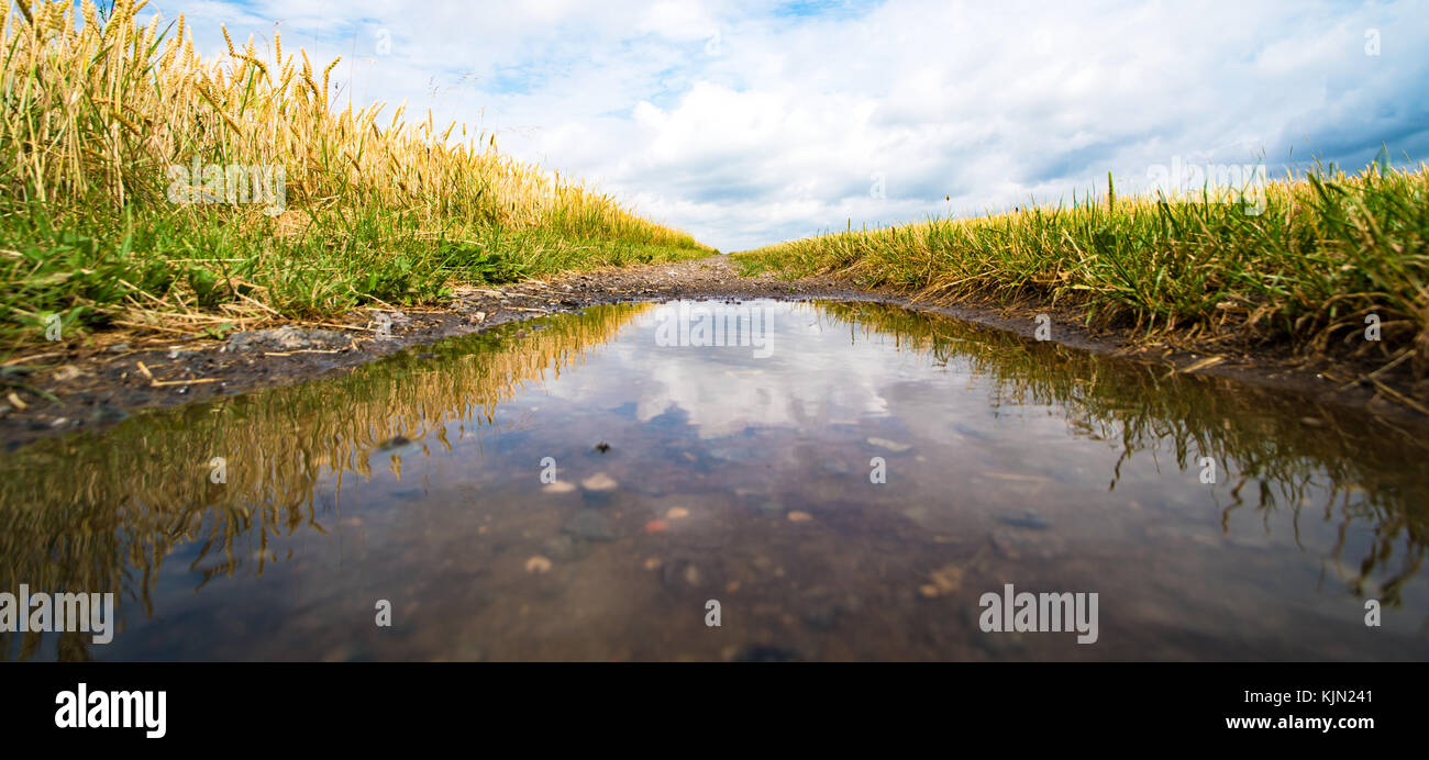 Deep puddle on a dirty road hi-res stock photography and images - Alamy