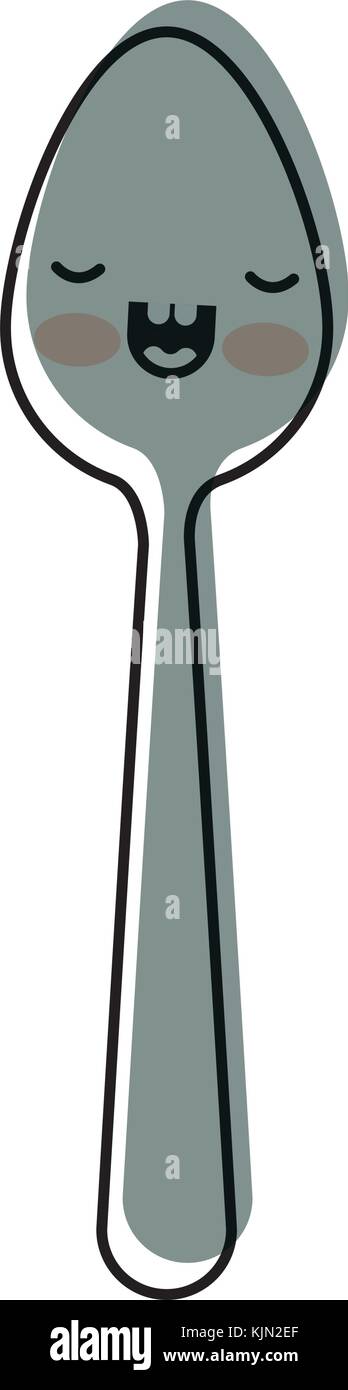 kawaii spoon cute in watercolor silhouette Stock Vector Image & Art - Alamy