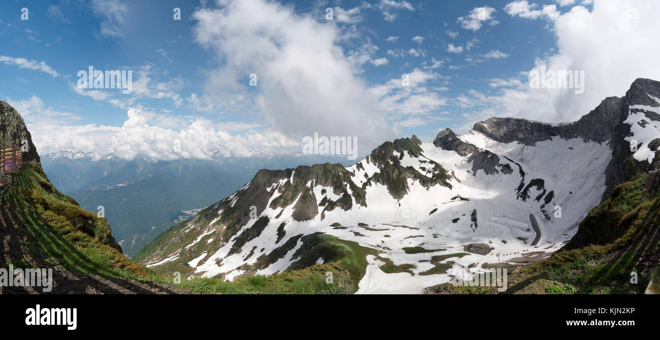 Mountain peaks of the Alps in the snow at summer Stock Photo - Alamy