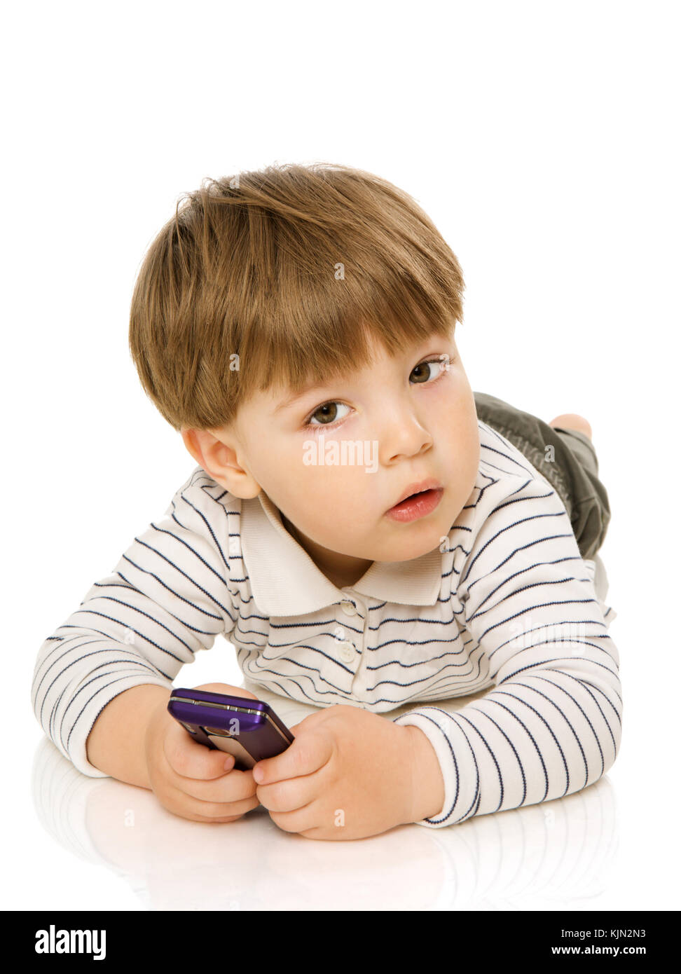 Child phone studio thinking hi-res stock photography and images - Alamy