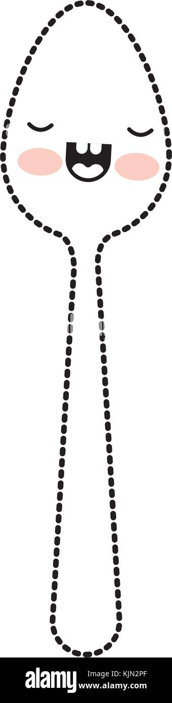 kawaii spoon cute in black dotted silhouette Stock Vector Image & Art ...