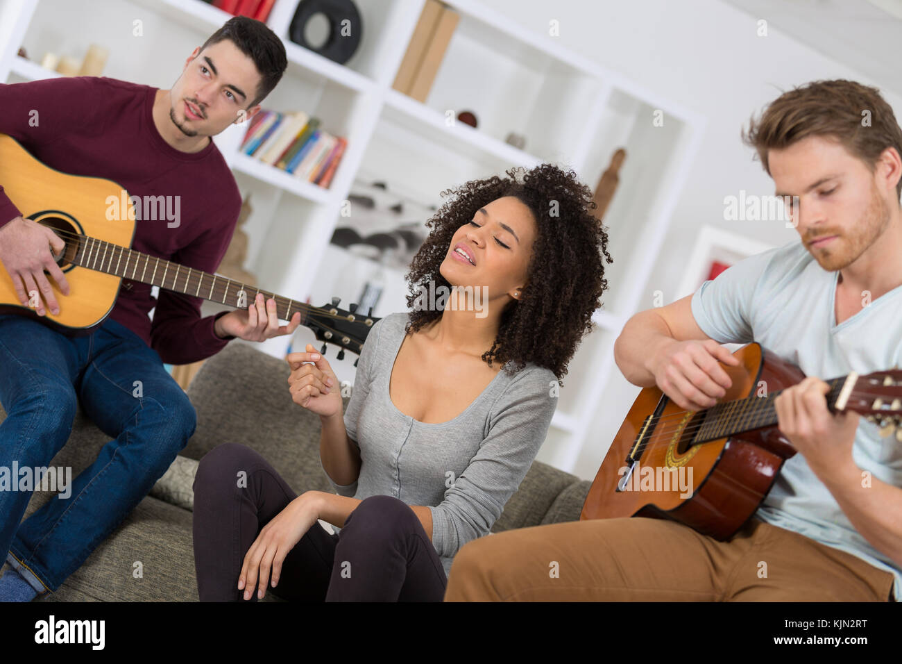 music band during cd recording in studio Stock Photo - Alamy