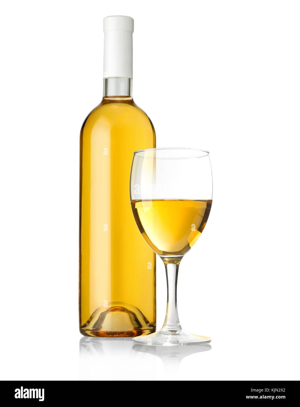 white wine bottles and glass on white background Stock Photo - Alamy