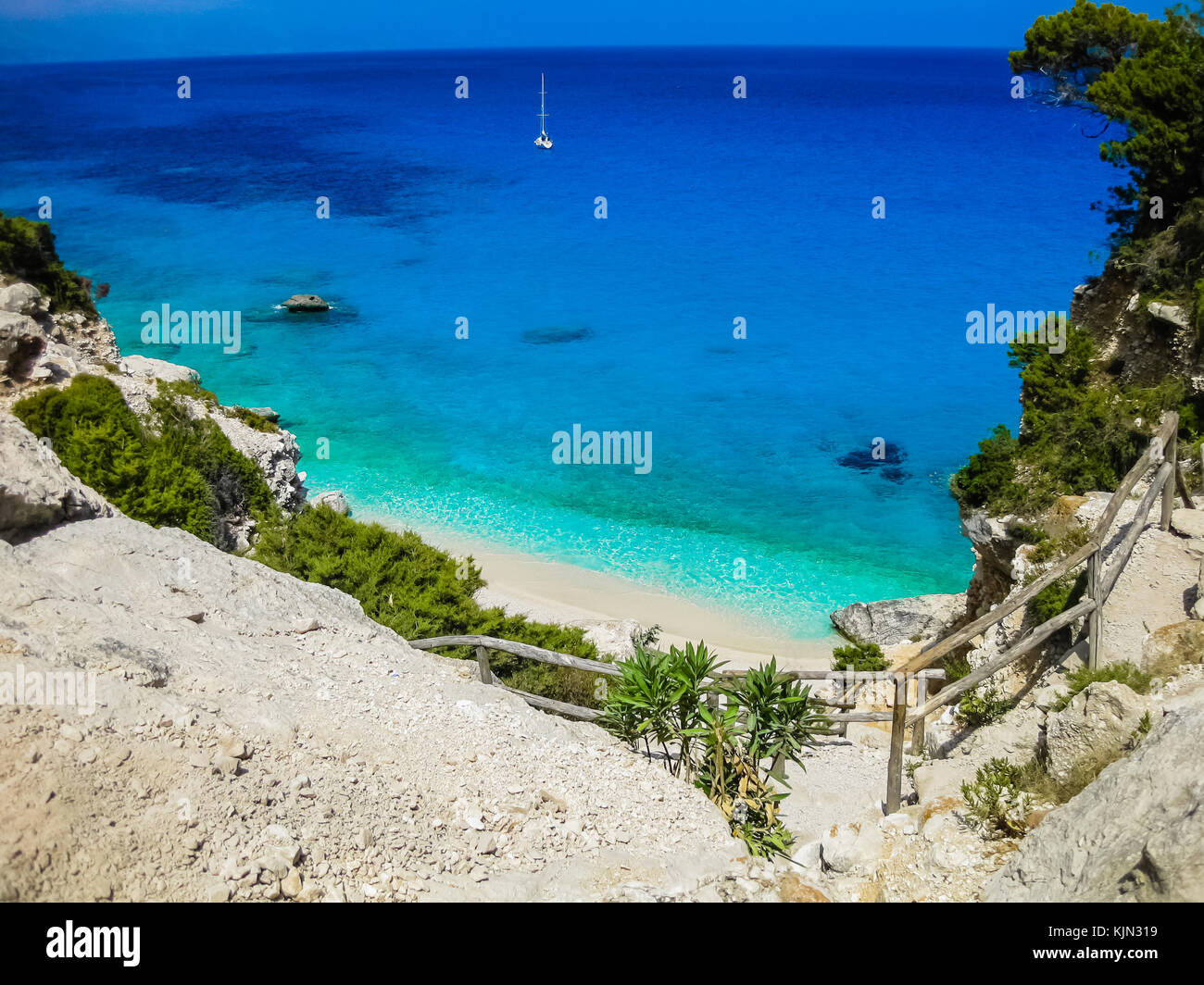 Scenic view of the beach of Cala Goloritzé, Sardinia, Italy Stock Photo ...