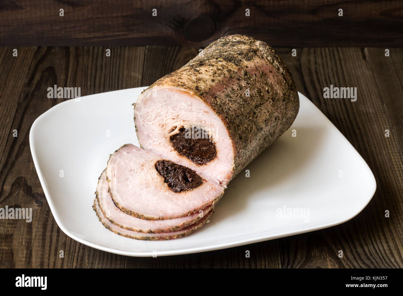 homemade ham with plum Stock Photo - Alamy