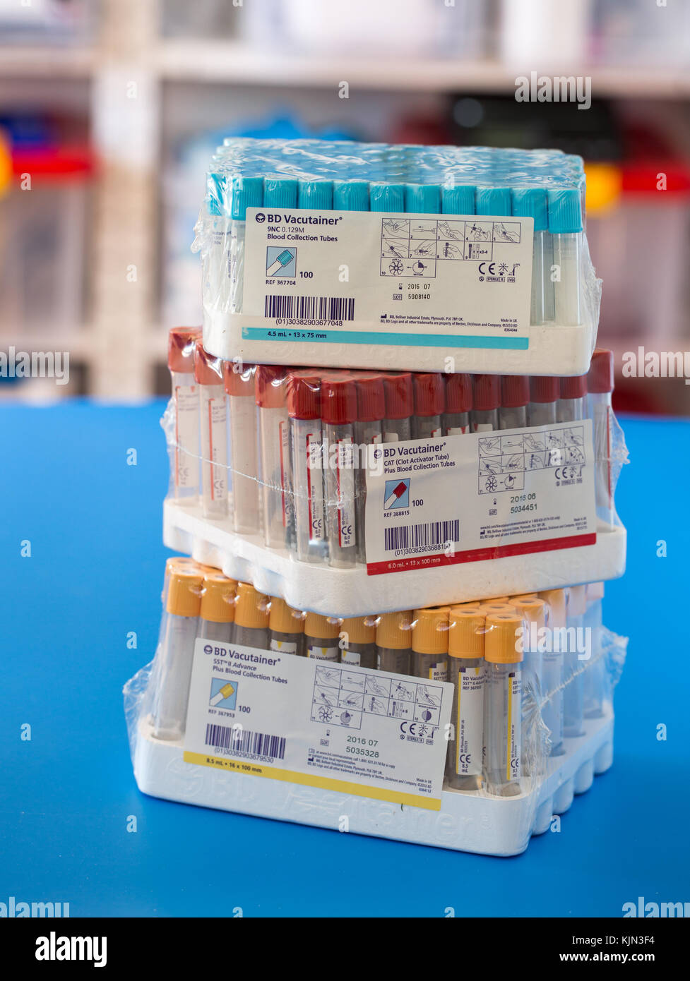 BERLIN, GERMANY - June 06, 2016: BD Vacutainer blood collection tubes ...