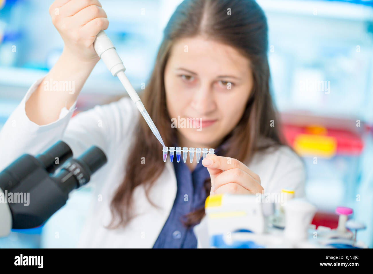 Young female technician in genetic laboratory with PCR Stock Photo - Alamy