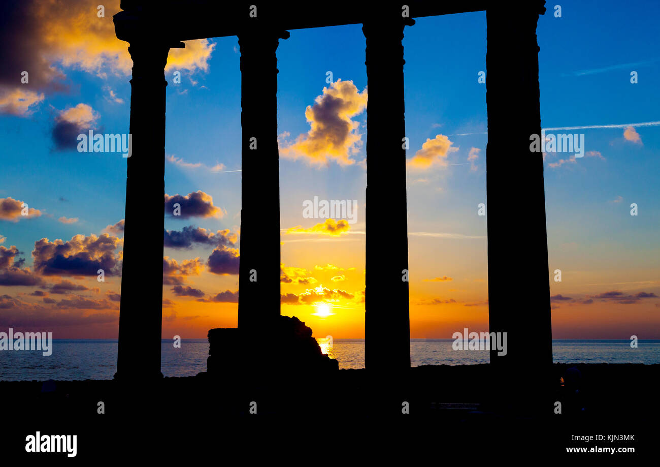 Ruins of an ancient Roman temple during sunset Stock Photo - Alamy