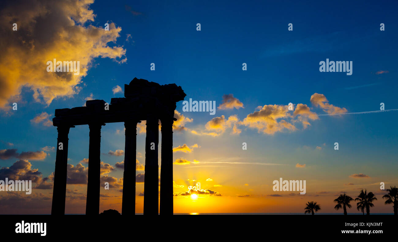 Ruins of an ancient Roman temple during sunset Stock Photo - Alamy