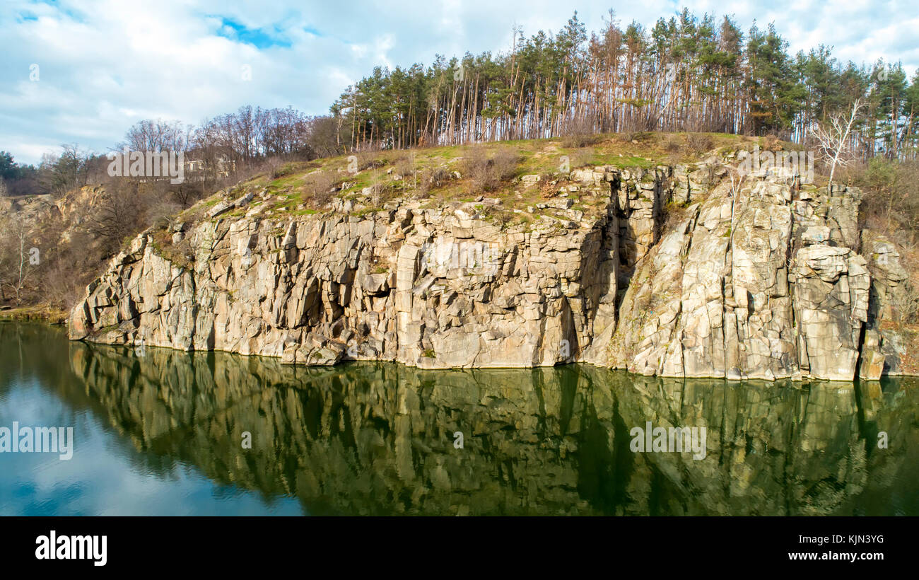 Aerial view of the rocks. Beautiful view of the river landscape Stock ...