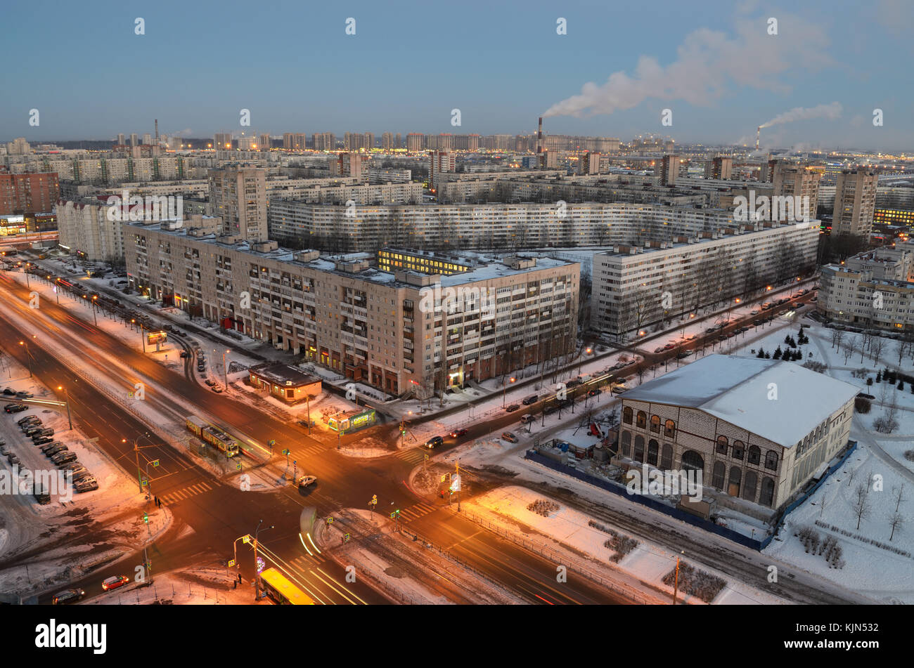 Early morning the city is shining with electric lights Stock Photo - Alamy