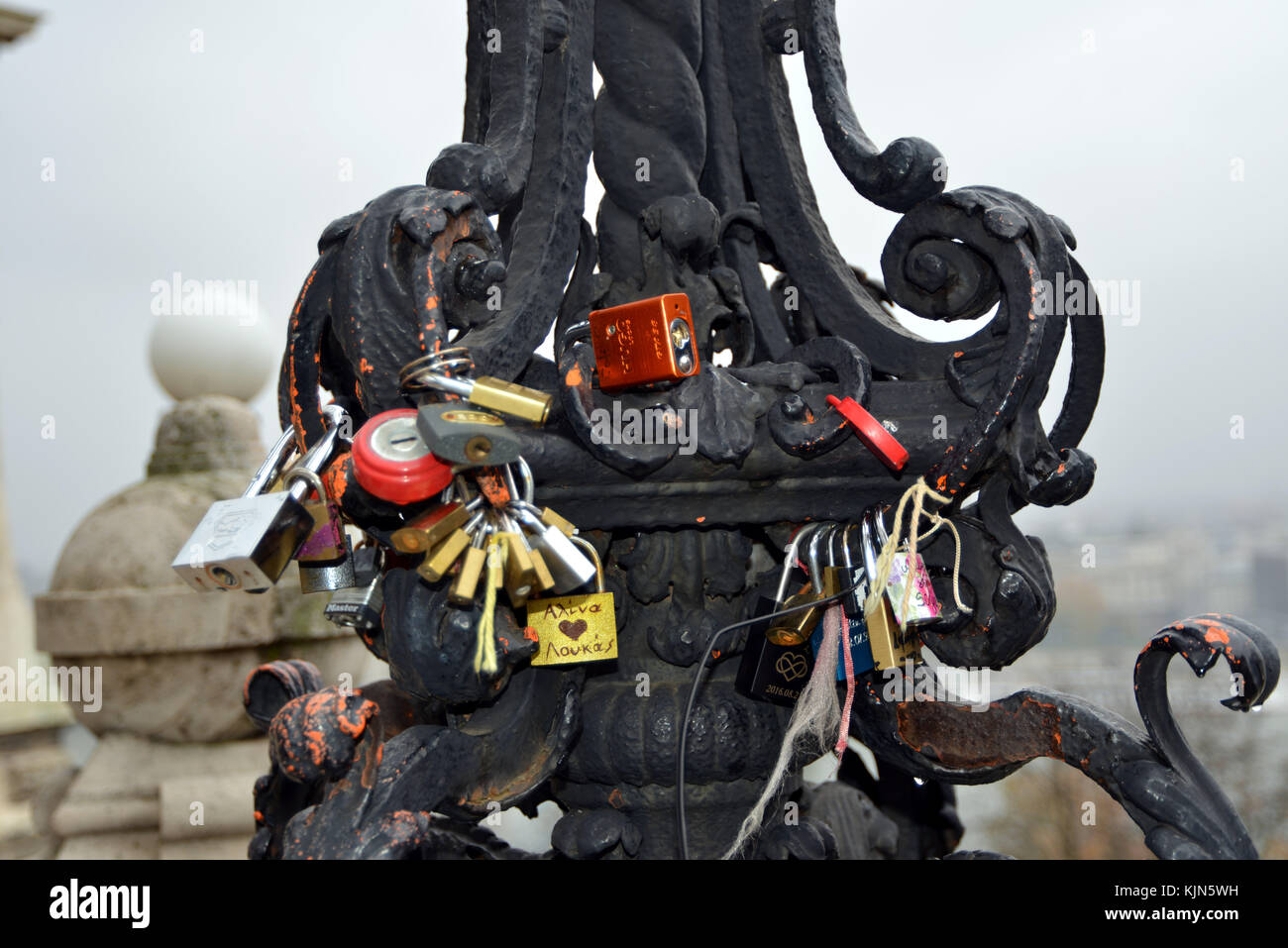 Europe, Hungary, Budapest Love Locks on Chain Bridge Stock Photo - Alamy