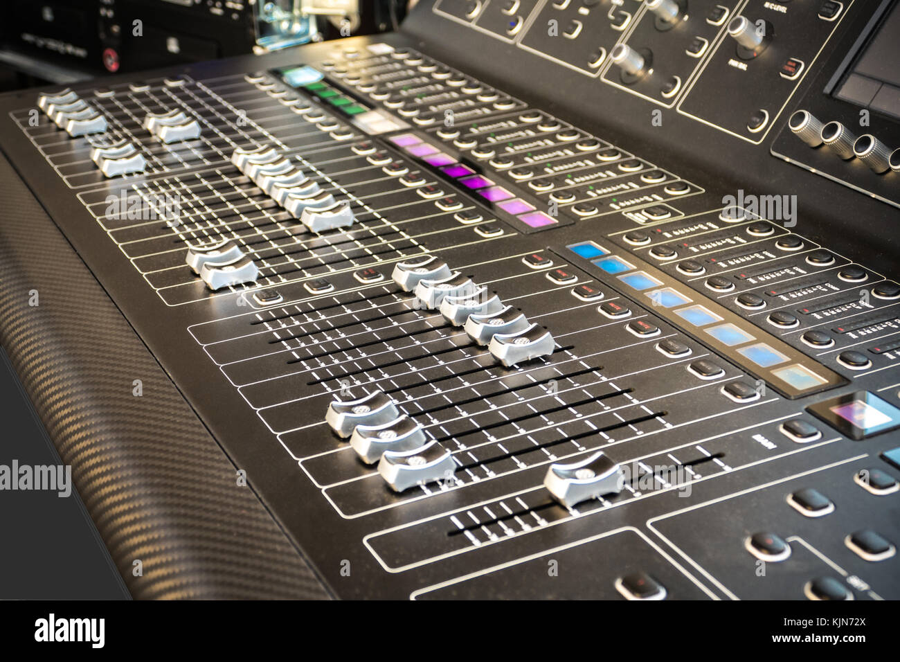 Black Mixing Board in detail as Background Stock Photo - Alamy