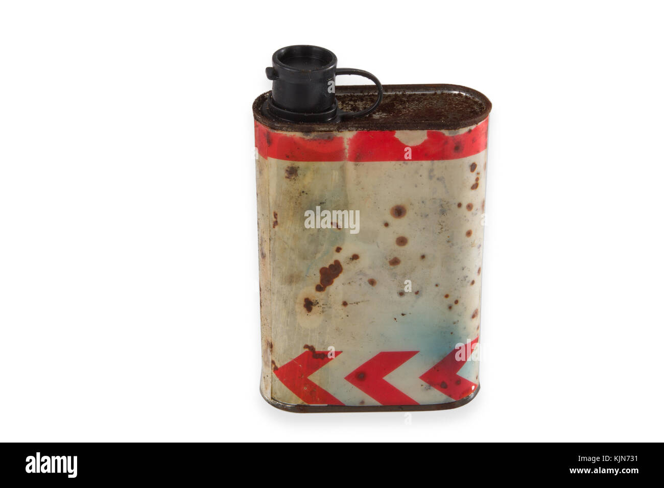 Old weathered tin can isolated on white background Stock Photo - Alamy