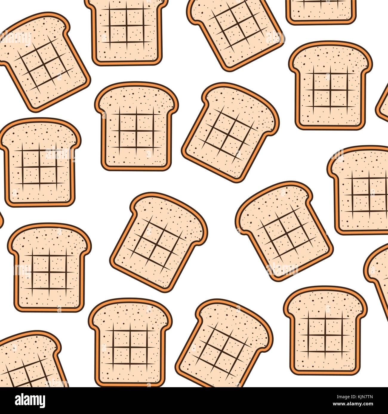 bread slice pattern in colorful silhouette in white background Stock ...