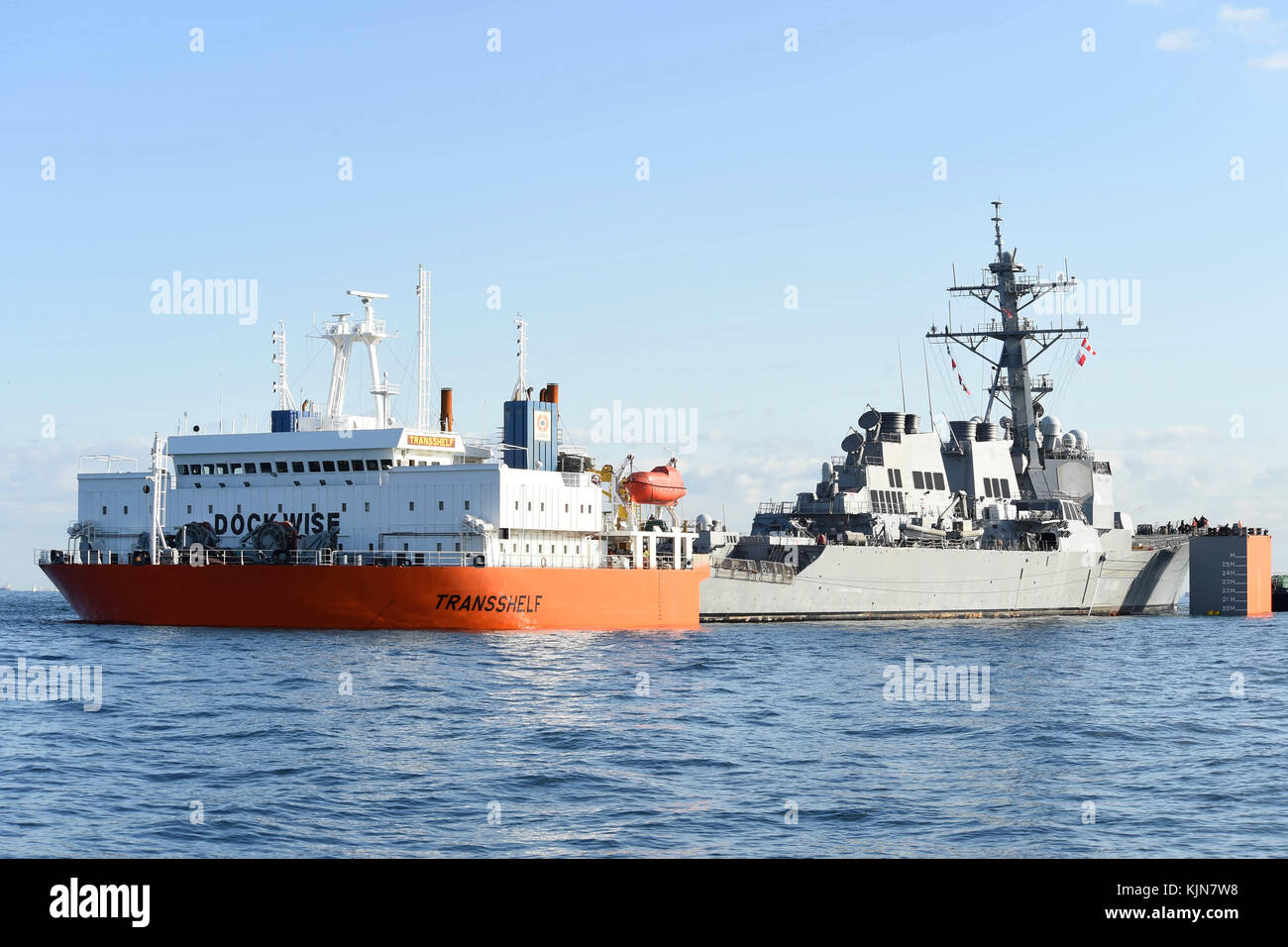 The Arleigh Burke-class guided-missile destroyer USS Fitzgerald (DDG 62 ...