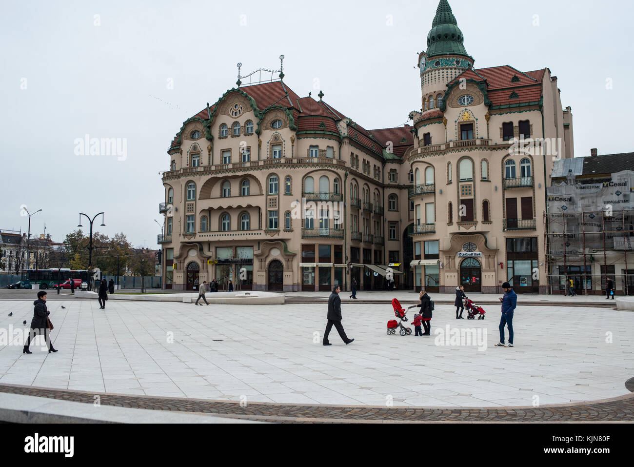 Romantic style buildings, main square, Oradea Stock Photo - Alamy