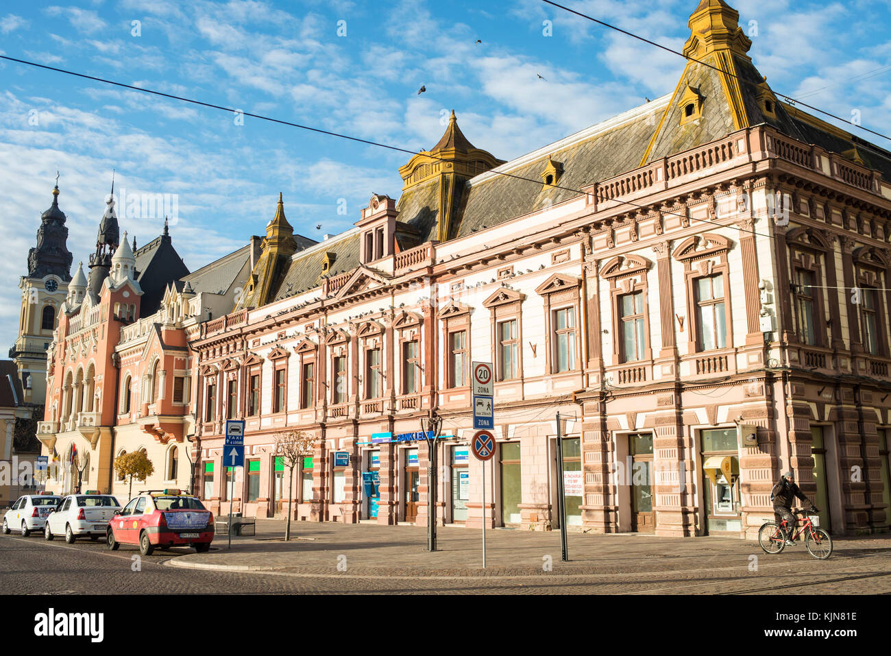 Romantic style buildings, main square, Oradea Stock Photo - Alamy