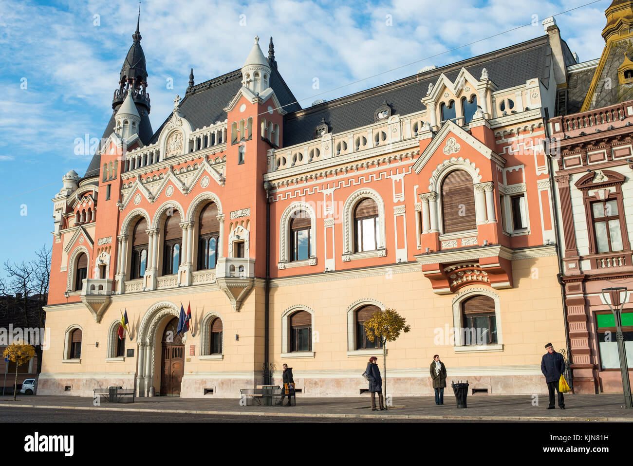 Romantic style buildings, main square, Oradea Stock Photo - Alamy