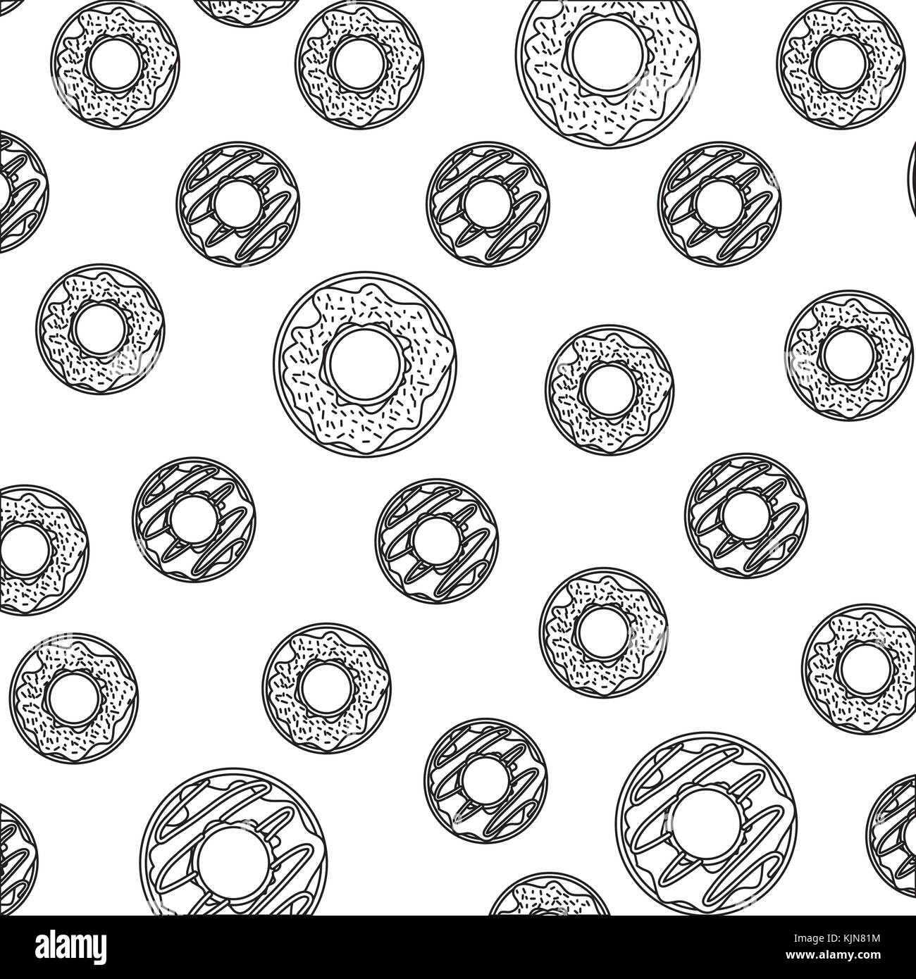 donut pattern in monochrome silhouette on white background Stock Vector ...