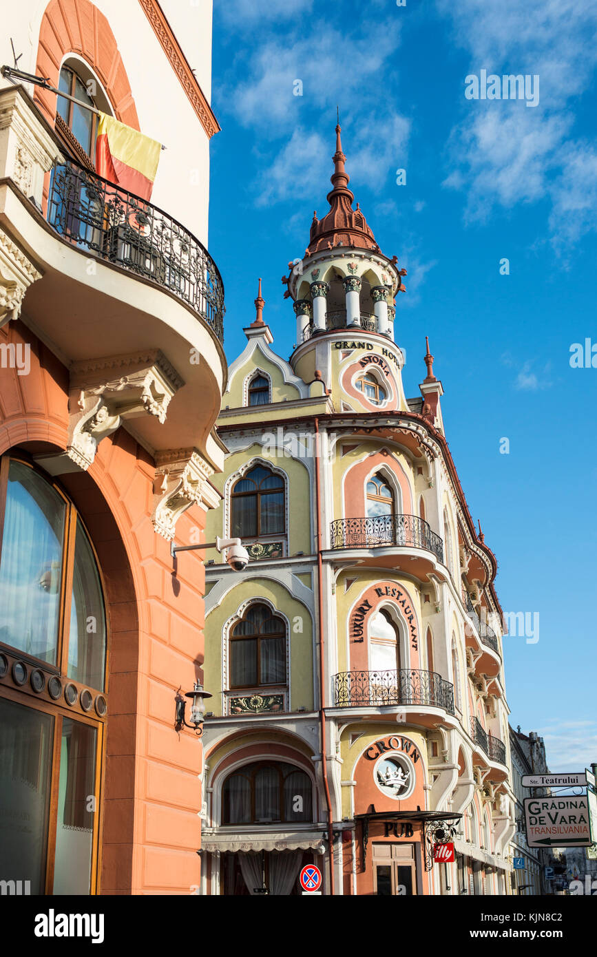 Romantic style buildings, main square, Oradea Stock Photo - Alamy