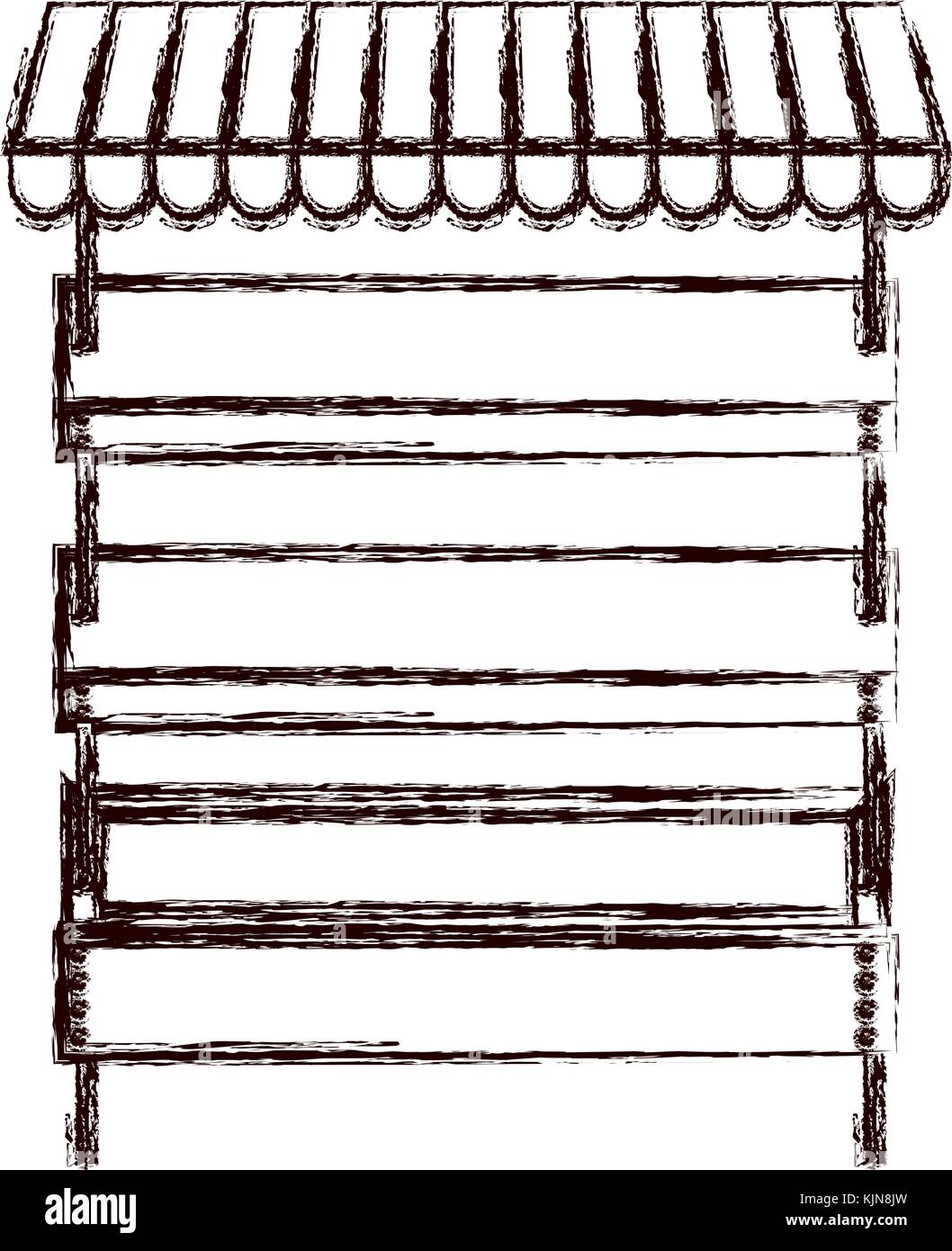 supermarket shelves empty with three levels in brown blurred silhouette ...