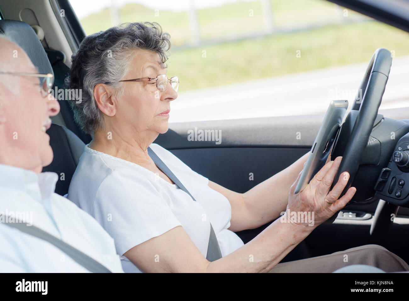 senior woman driving a car Stock Photo - Alamy
