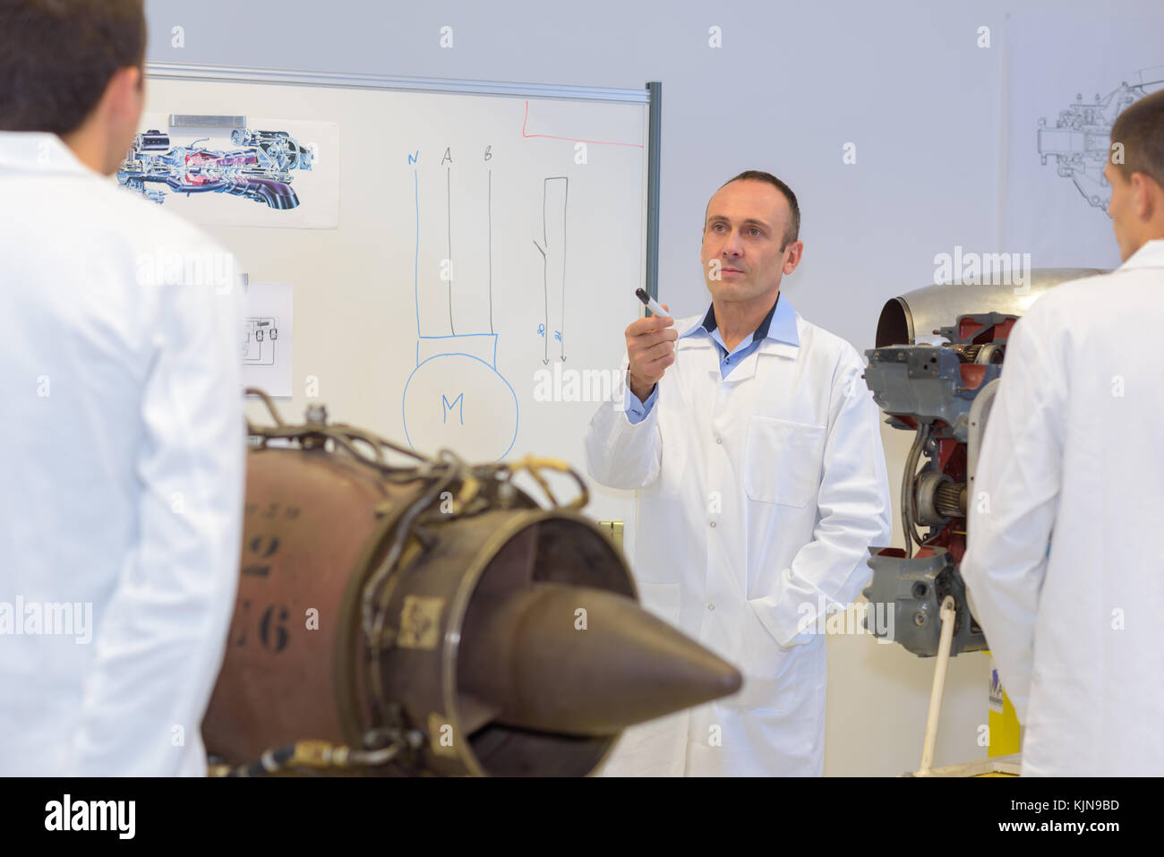 Teacher with engineering students Stock Photo - Alamy