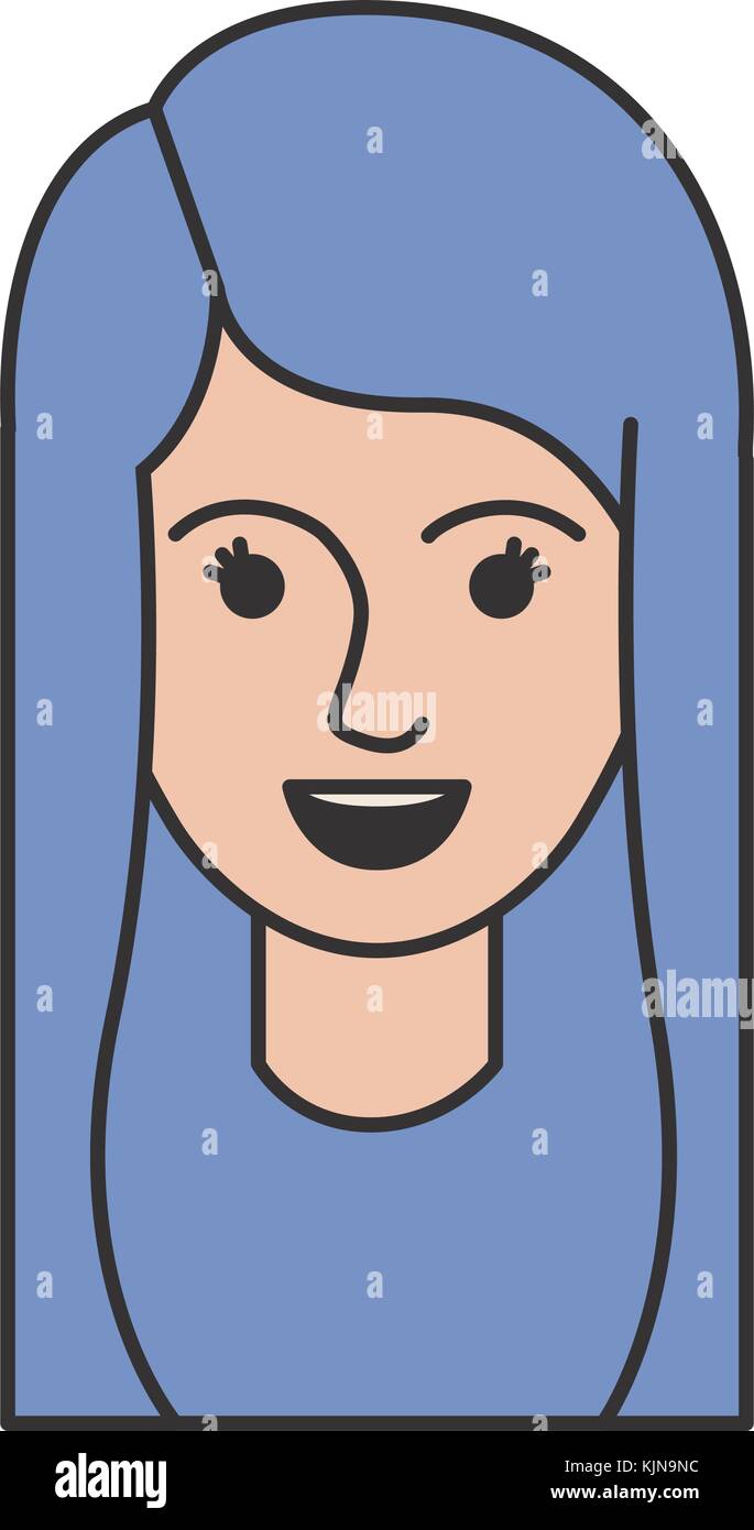 female face with long layered hairstyle in colorful silhouette Stock ...